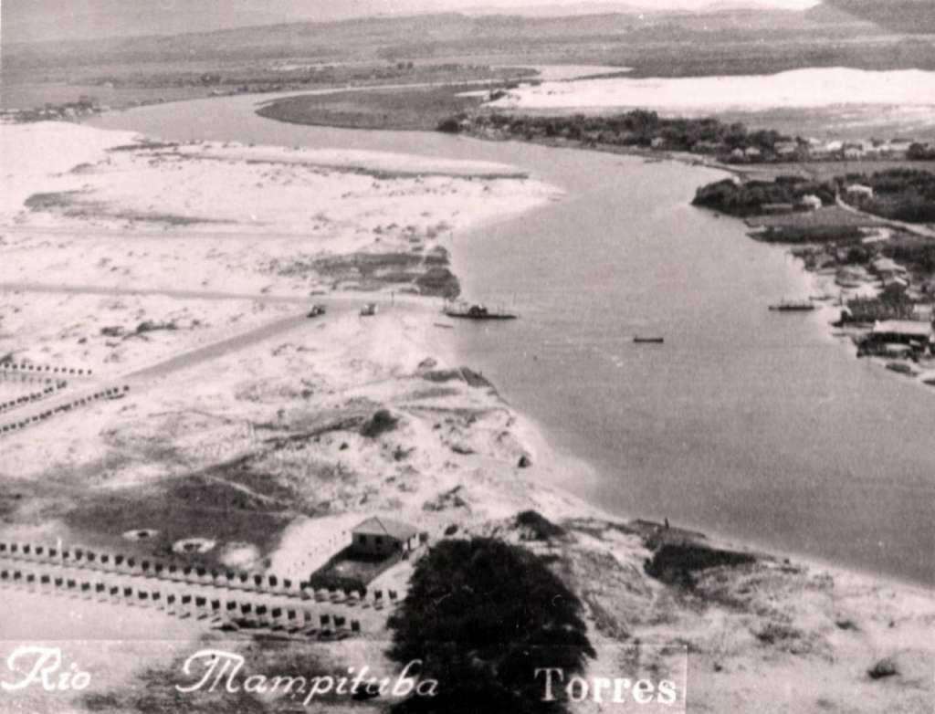 Torrres – Aérea Rio Mampituba – década 1950 – prati.com.br