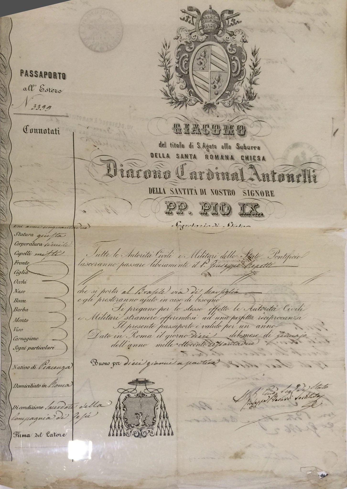 Exposição 140 anos Imigração Italiana – Passaporte italiano – década ...